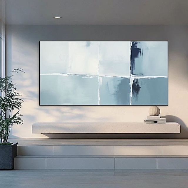 oil painting handmade Abstract Blue Wall Art for Living Room Large Size ...