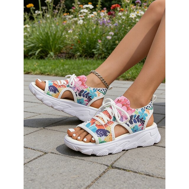 Women's Casual Daily Walking Flat Heel Open Toe Sporty Casual Tissage ...