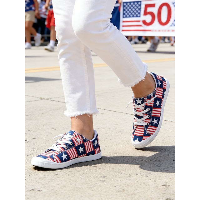 Women's Red Blue America 250 Patriotic Lace-Up Sneakers – Star & Stripe ...