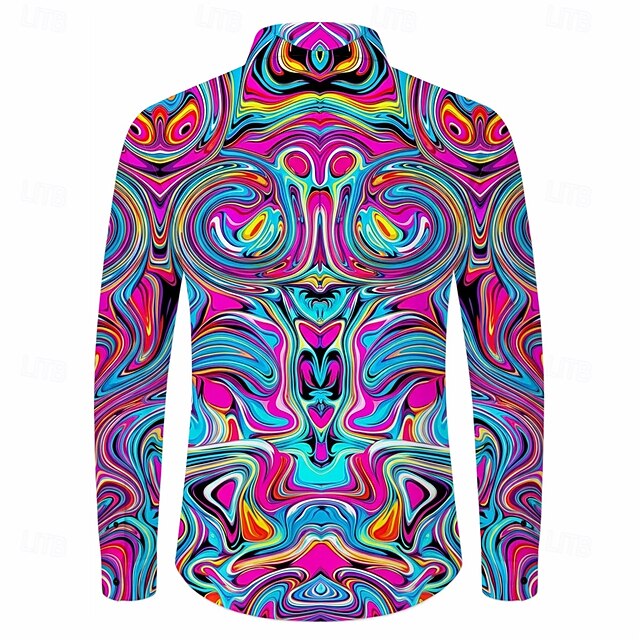 Retro Vintage 1970s Shirt Aloha Shirt Long Sleeves Hippie Fancy Dress ...