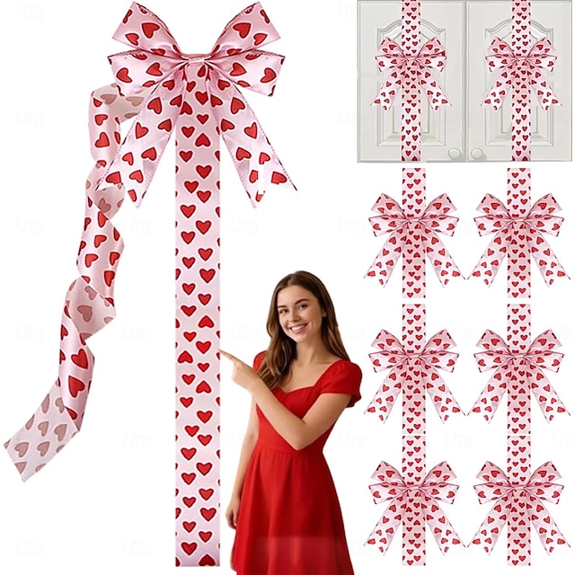 6 Pcs Red Pink Hearts Valentines Cabinet Bows, Modern Cupboard Door ...