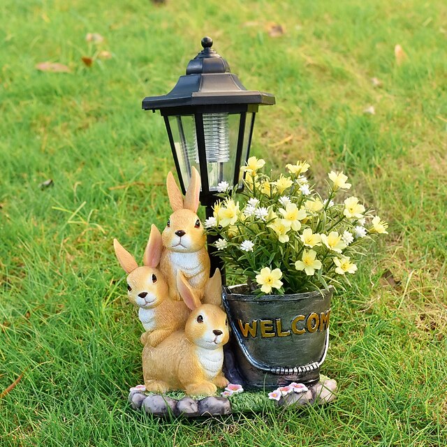 Easter Outdoor Solar Waterproof Resin Bunny Light, Garden Yard Pathway ...