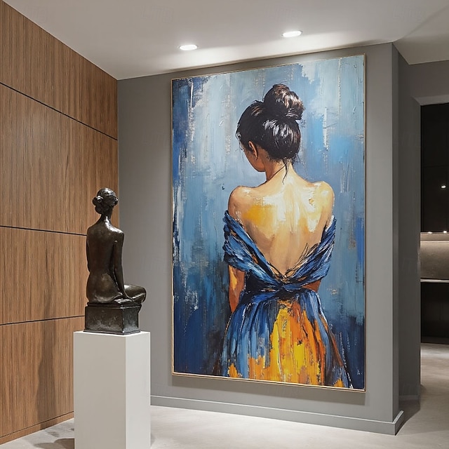 Hand Painted Beautiful Girl Back View Oil Painting Canvas Original ...