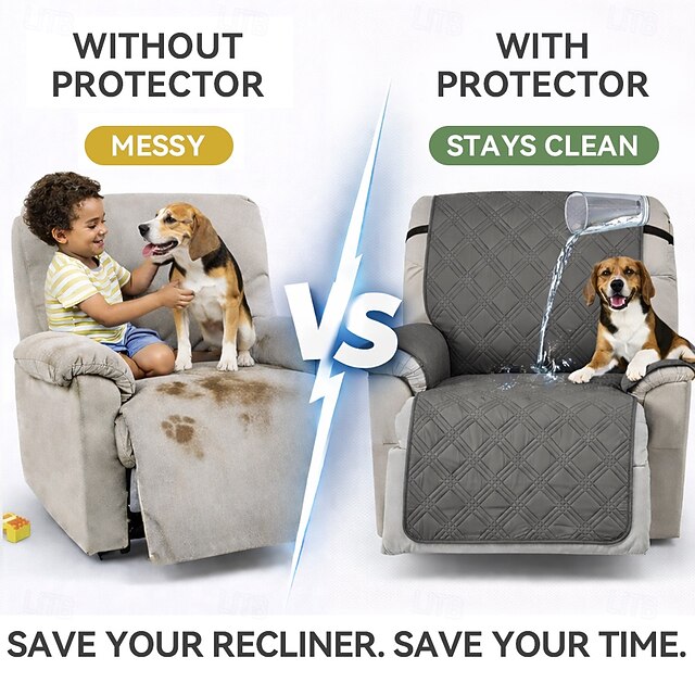 100% Waterproof Recliner Couch Covers 1 Seater Sofa Covers 1-Piece ...