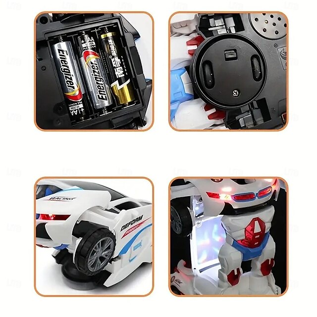 Deform Robot Sports Car Toy with Convertible Robot with Lights, Battery ...