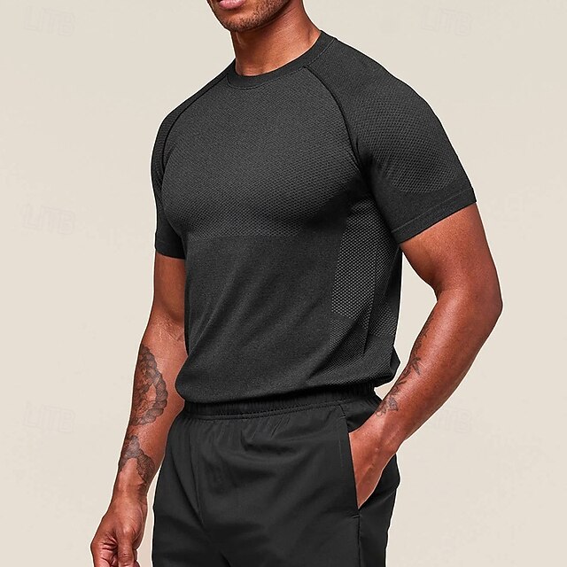 Men's Running T-Shirt Compression Shirt Running Shirt Short Sleeve Top ...