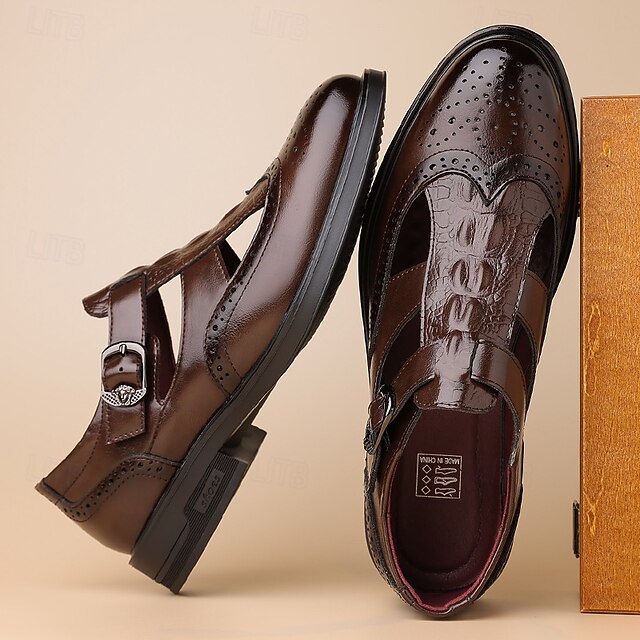 Men's Business Casual PU Leather Lightweight Comfortable Slip Resistant ...