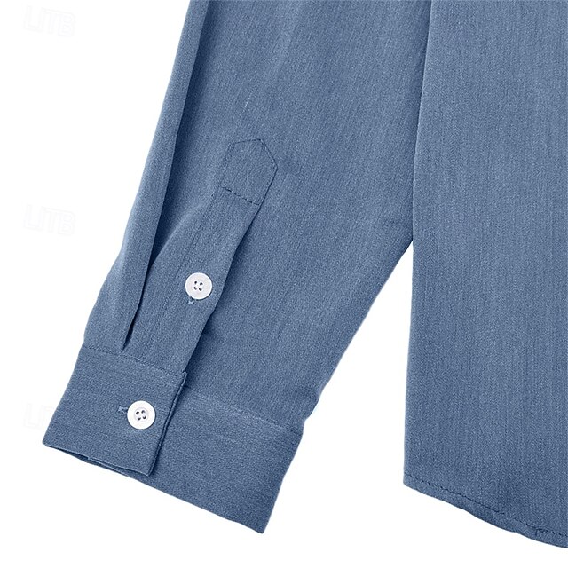 Men's Shirt Popover Shirt Button Down Shirt Casual Shirt Denim Blue ...