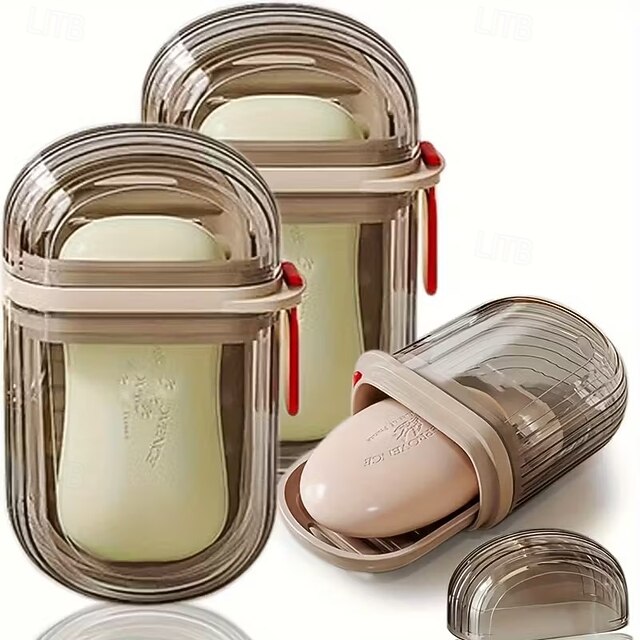 4PCS Portable Soap Boxes with Lids, Sealed Drainage Design, Made of PET ...