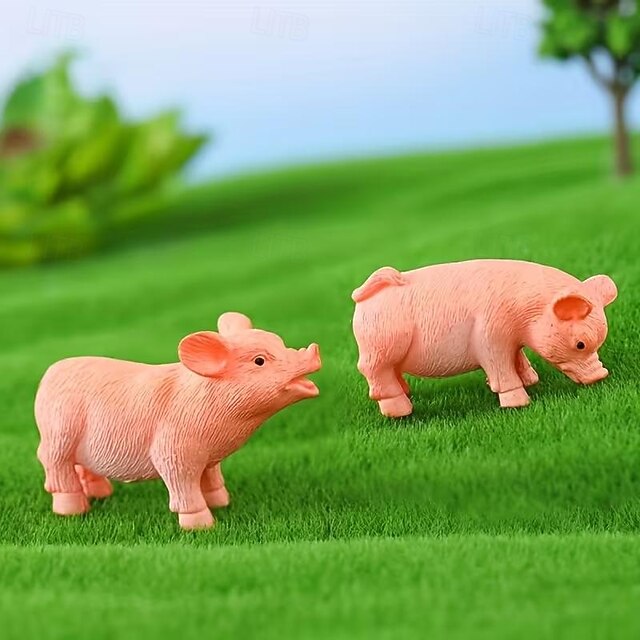 3pcs DIY Mini Resin Pig Figurine Set, Dollhouse Accessories, Miniature ...