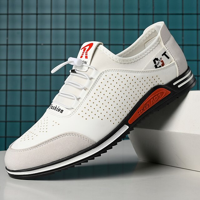 Men's Casual Daily Home Outdoor PU Leather Lightweight Breathable Lace ...