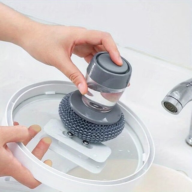 1 Dish Brush with Soap Dispenser with 7 replacement Parts, Soap ...