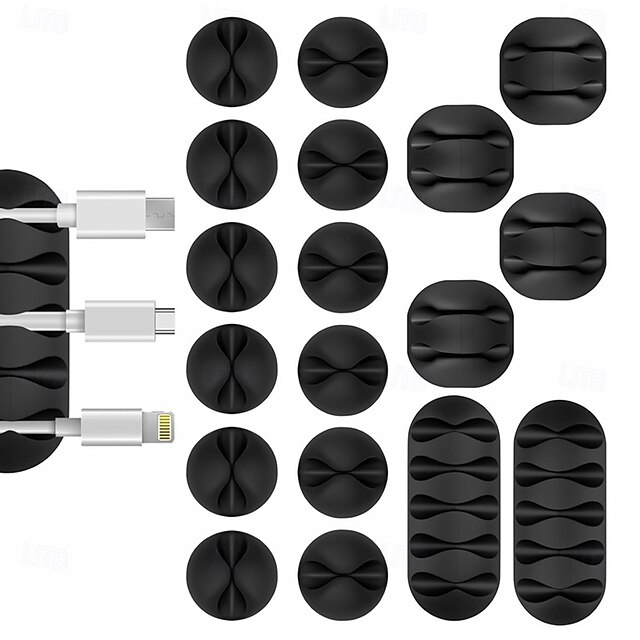 18-Piece Black Sticky Phone Cable Organizer Charger Holder Cable ...