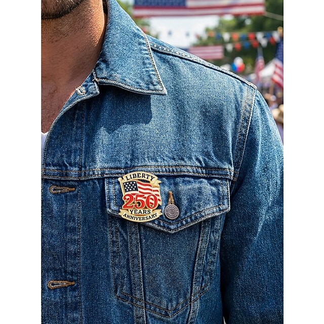 Men's Patriotic Lapel Pin Set, 4-Pack Alloy Enamel Badges, American ...