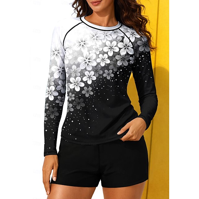Women's Medium Rash guard Swimsuit Rash Guard Floral Print Swimsuit ...