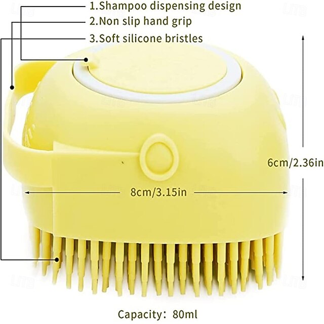 Pet Bath Brush, Soft Silicone Pet Shampoo Massage Dispenser Grooming ...