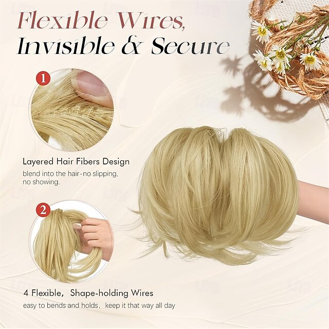 Claw Clip Short Ponytail Extension DIY Bendable Wires Hair Bun Fluffy ...