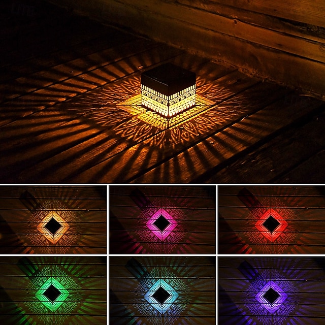 1 Pc Outdoor Solar Waterproof Square Wall Light, Metal Hollow ...