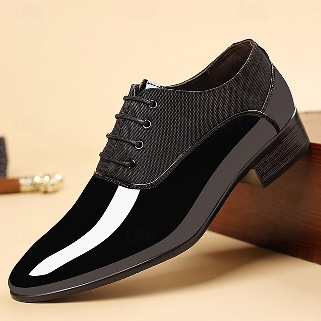 Men's Classic Casual British Wedding Patent Leather Comfortable Slip ...