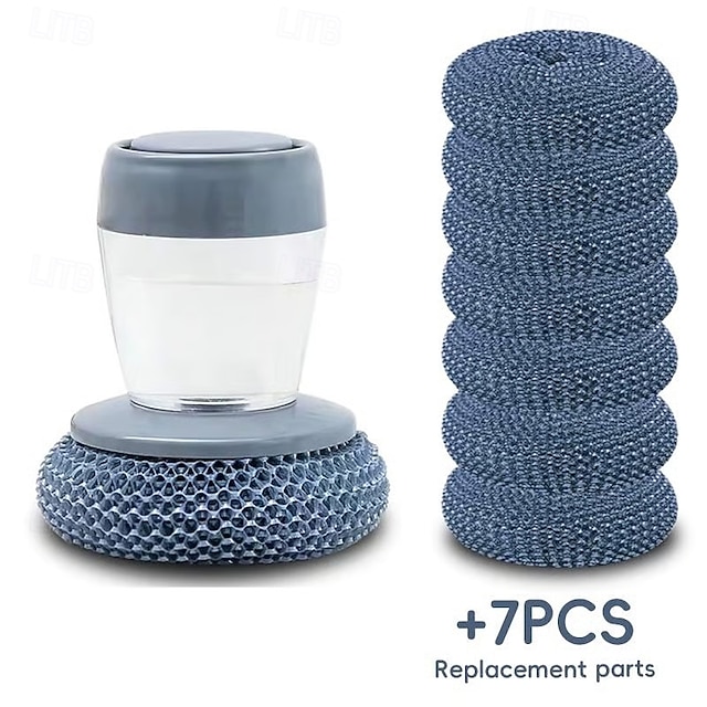 1 Dish Brush with Soap Dispenser with 7 replacement Parts, Soap ...