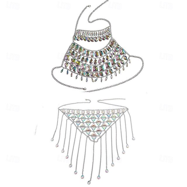 Samba Dancewear Iridescent Gem Gold Chain Belly Dance Setl Performance ...