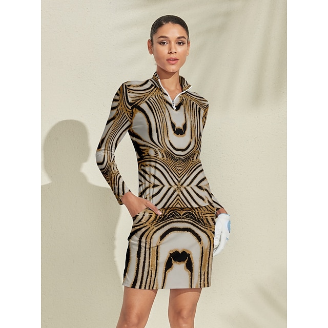 Women's Golf Dress Khaki Sleeveless Ladies Golf Attire Clothes Outfits ...