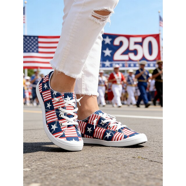 Women's Red Blue America 250 Patriotic Lace-Up Sneakers – Star & Stripe ...