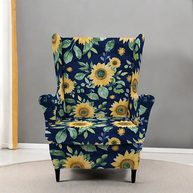 Wingback Chair Cover Floral Striped Geometric Printed Polyester ...