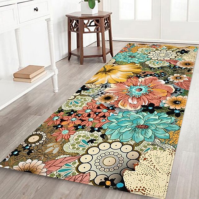 Hallway Runner Rug Bohemian Patterned Flannel Fabric Printed Home Floor ...