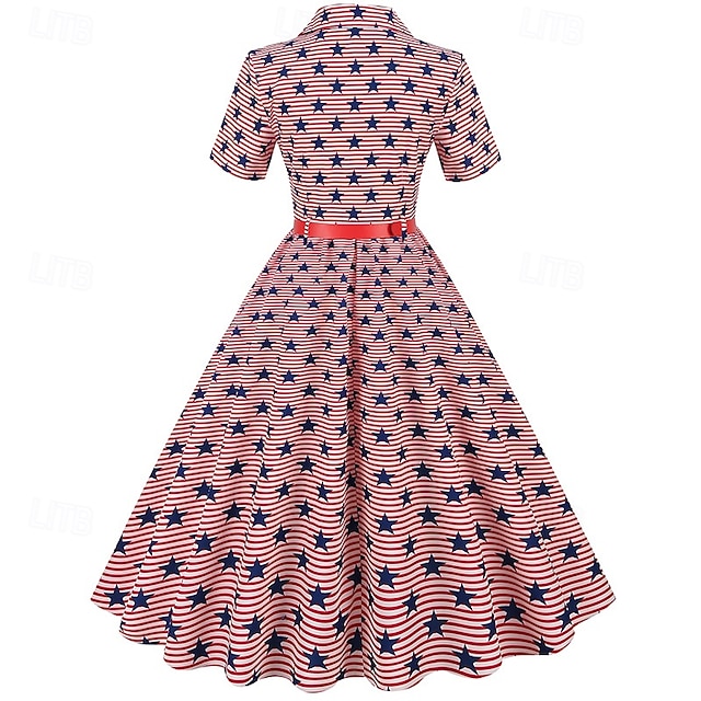 1950s American 250 Retro Vintage Midi Dress Swing Dress Flare Dress ...