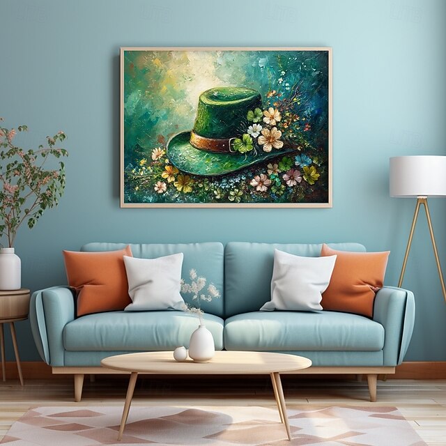 St Patrick's Day Hat Print, Vintage Irish Green Hat With Flowers ...