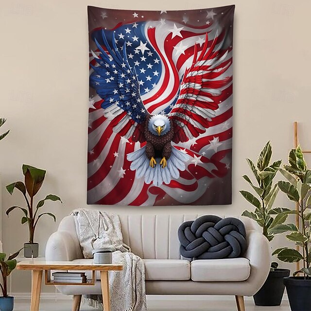 Independence Day Tapestry Banners Blanket Flag Eagle Modern 3D Bedroom ...