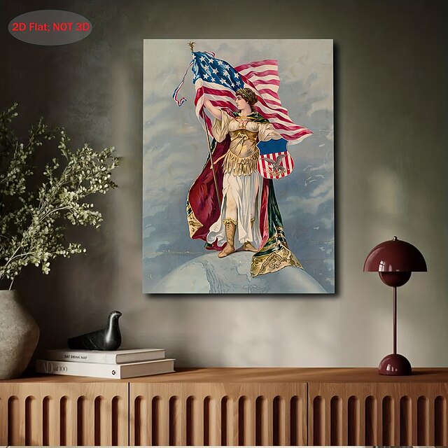2D Flat Canvas Artwork Featuring Vintage Americana for The 4Th of July ...
