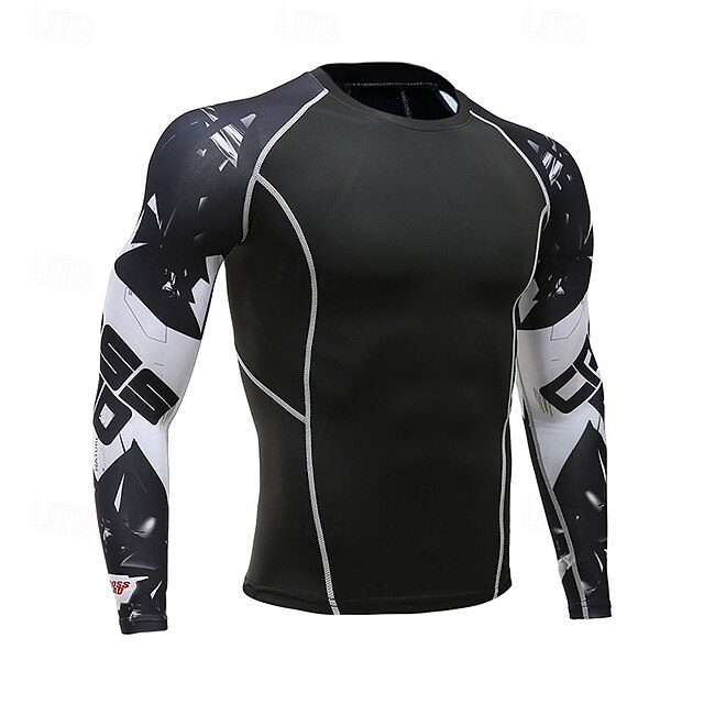 Men's Running T-Shirt Compression Shirt Running Shirt Long Sleeve Top ...