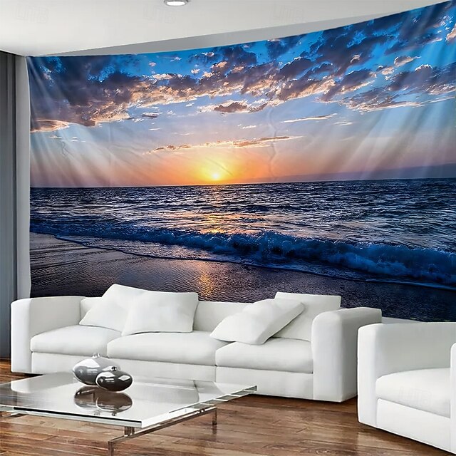 Sunset Ocean Wave Tapestry Wall Hanging Seascape Crashing Waves ...