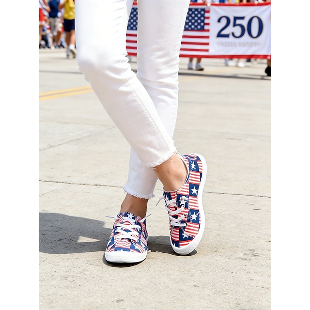 Women's Red Blue America 250 Patriotic Lace-Up Sneakers – Star & Stripe ...