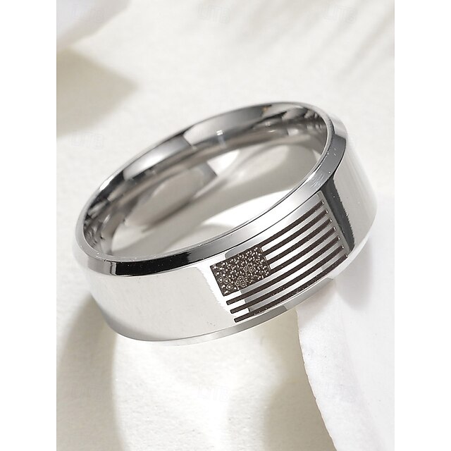 Men's Stainless Steel American Flag Ring, Gold & Silver Patriotic Band ...