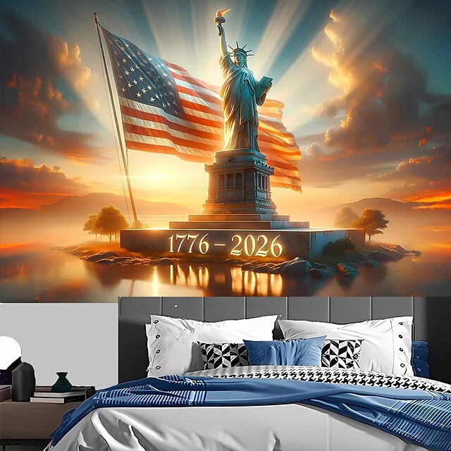 Independence Day Tapestry Banners Blanket Flag Modern 3D Bedroom Living ...