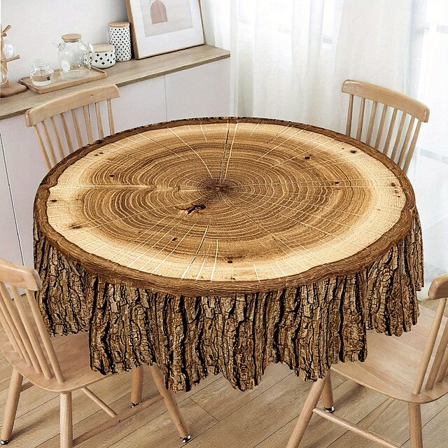 Vintage Log Theme Tablecloth with Wood Grain Pattern Rustic Cottage ...