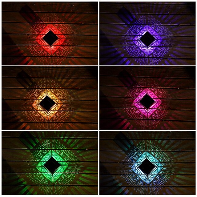 1 Pc Outdoor Solar Waterproof Square Wall Light, Metal Hollow ...