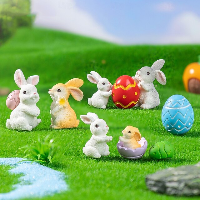 10 Pack Micro Landscape Easter Egg Bunny Doll Gardening Landscape DIY ...