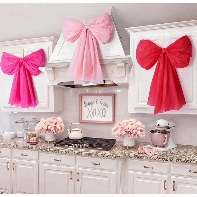 Valentines Day Decorations, Set of 6 DIY Giant Wall Bows - Hanging ...