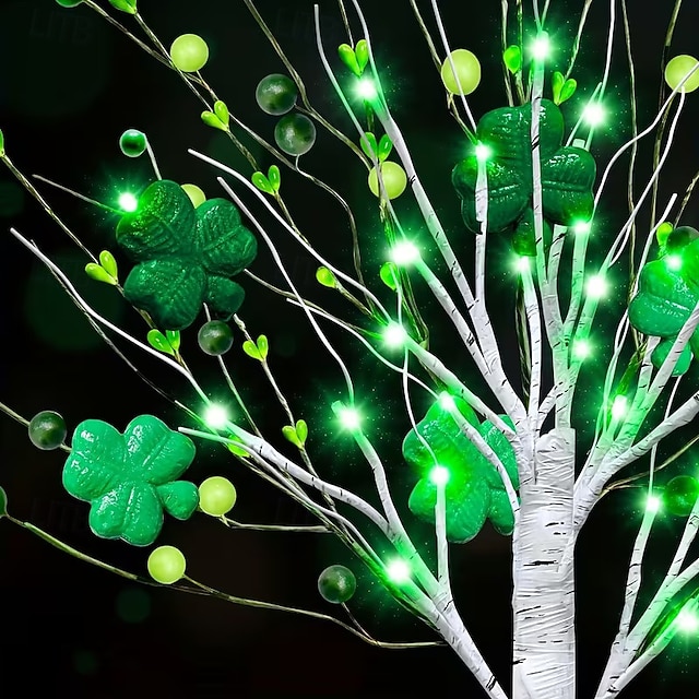 St Patrick's Day Glowing Tree 24x Led Green Lights Battery-operated ...