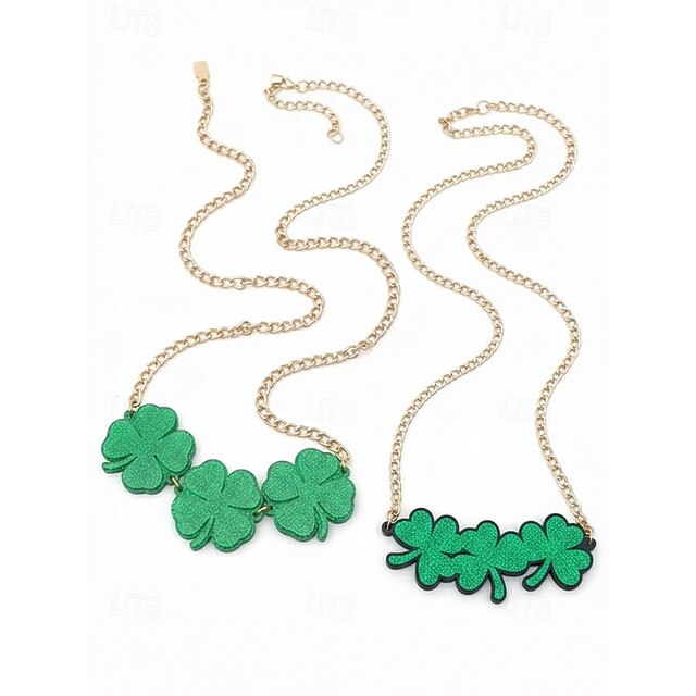 Women's Acrylic Shamrock Necklace Set, St. Patrick's Day & Everyday ...