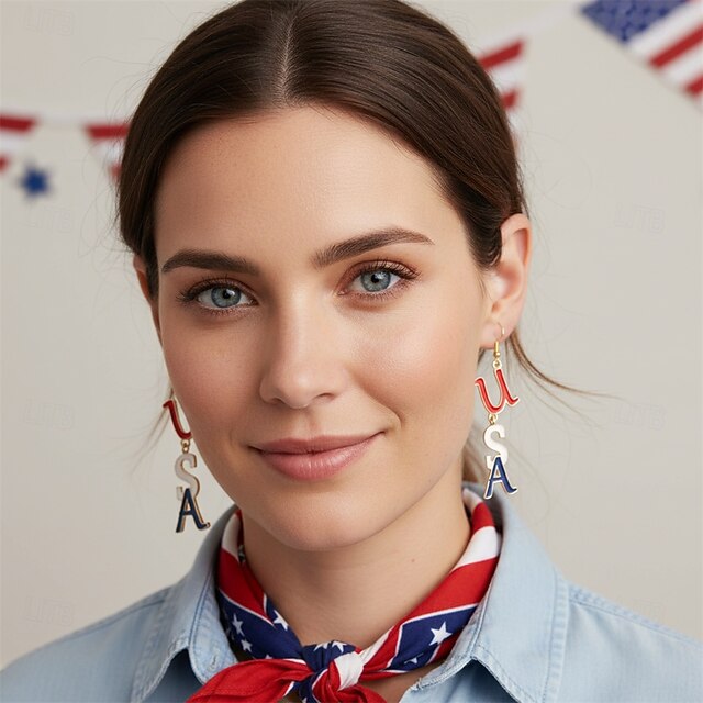 250th Anniversary USA Carnival Earrings Cosplay Adults' Women's ...