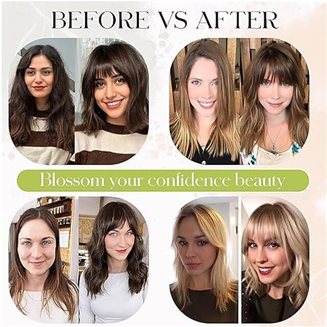 Bangs Hair Clip in Bangs, French Medium Brown Fake Bangs Hair Clip on Bangs for Women Fringe ...