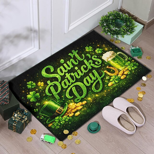 St Patrick's Day Doormat Saint Patricks Day Themed Design with Glittery ...