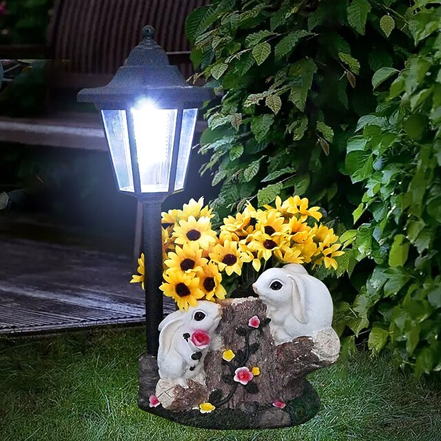 1 Pc Outdoor Solar Waterproof Easter Bunny, Chick, Bird Resin Figurine ...