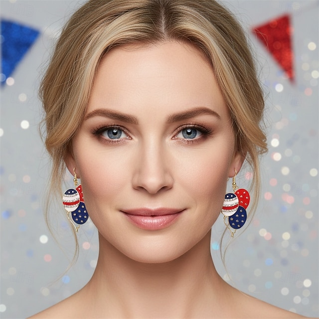 250th Anniversary USA Carnival Earrings Cosplay Adults' Women's ...