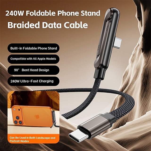 Foldable Stand Data Cable 2-in-1 Charging Cable Multi-angle Adjustable ...